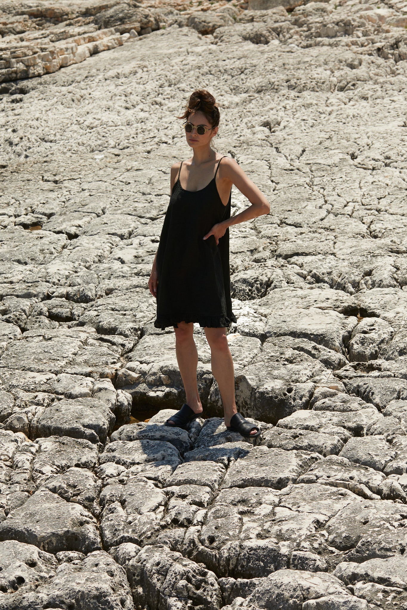 Elisa Women's Summer Slip - Linen | Warm White | Black