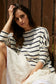 Emi - Women's Woollen Jumper | Cream | Black | Navy Stripe | Red