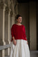 Emi - Women's Woollen Jumper | Cream | Black | Navy Stripe | Red