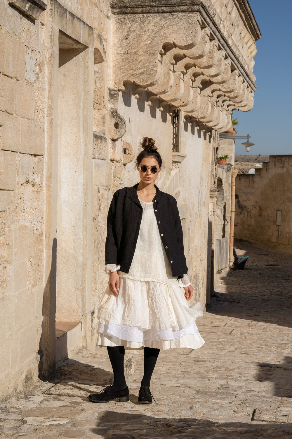 Libby Shirt - Linen | White | Black