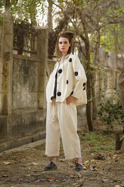 Matisse - Women's S Linen Coat | Black | Warm White | Polka Dot