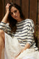 Emi - Women's Woollen Jumper | Cream | Black | Navy Stripe | Red