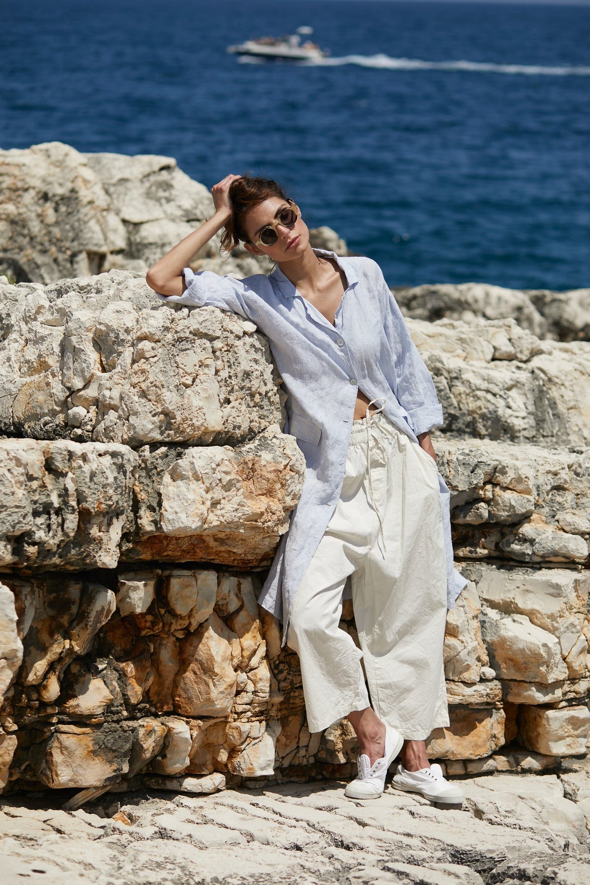 Remy Pants - Women's Cotton Twill Pants | White | Black | Polka Dot