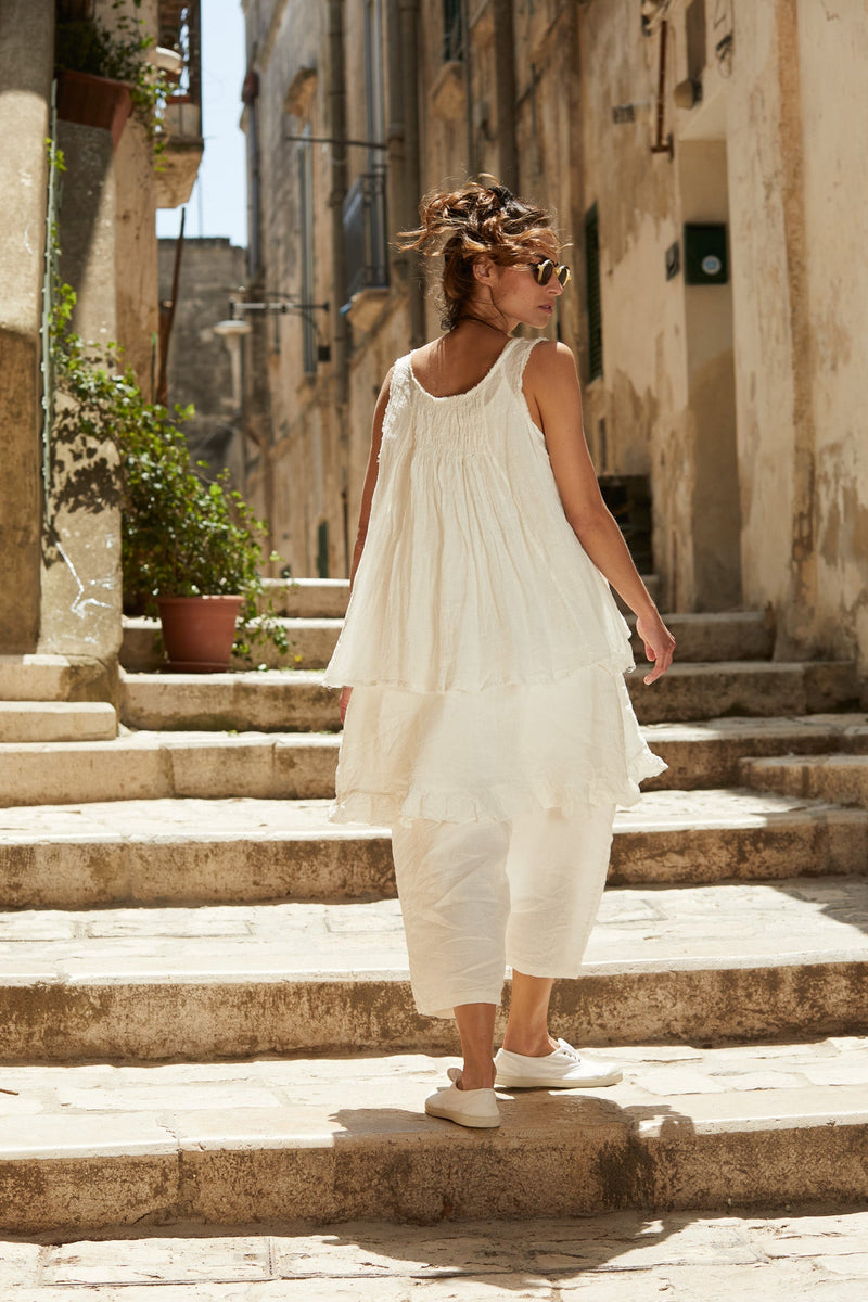 Remy Pants - Unisex Linen Pants | White | Black | Blue Stripe