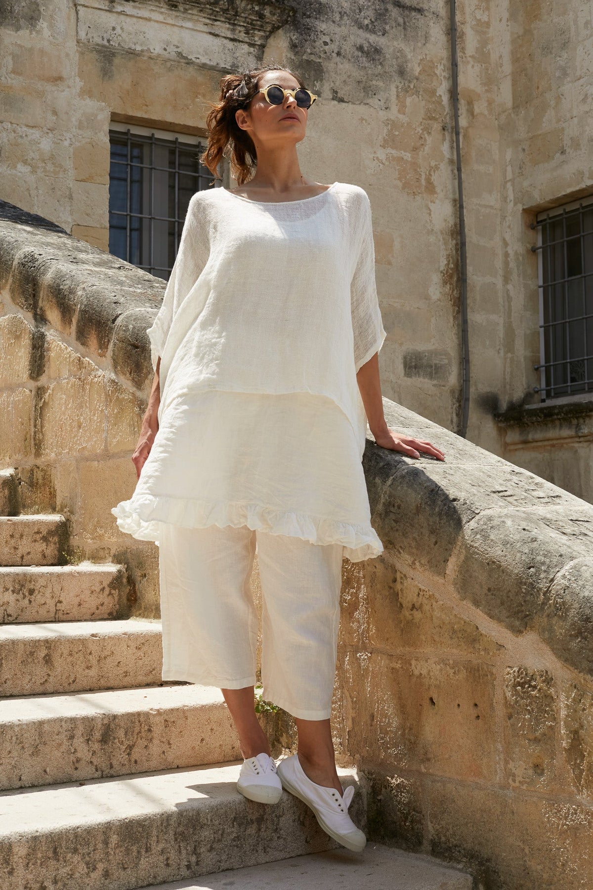 Remy Pants - Unisex Linen Pants | White | Black | Blue Stripe