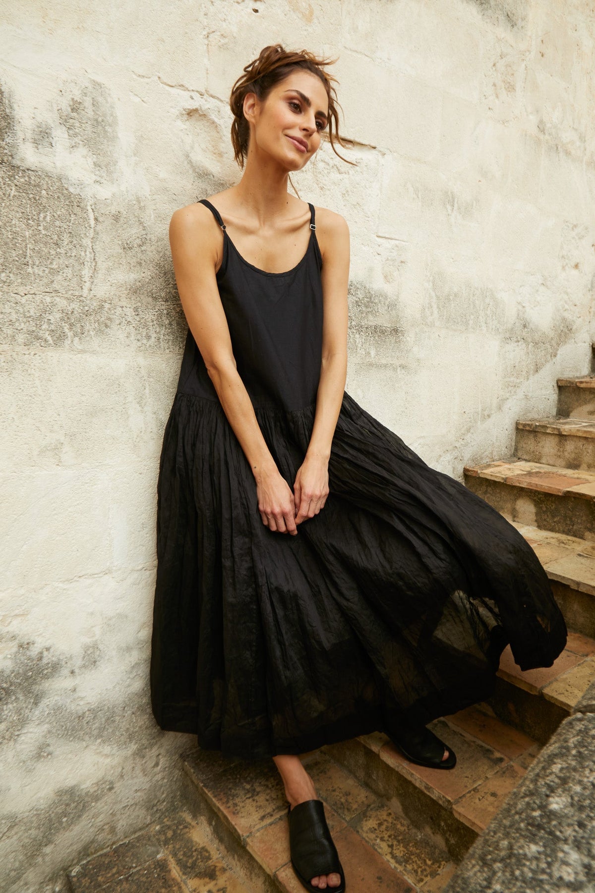 Women's Long Tutu Slip Dress- Cotton Organdy | White | Cream | Black