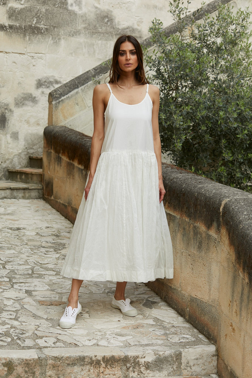 Women's Long Tutu Slip Dress- Cotton Organdy | White | Cream | Black